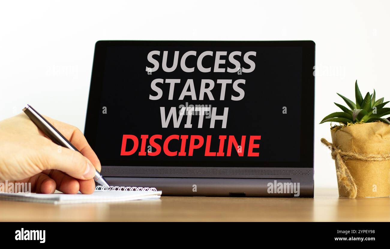 Success starts with discipline symbol. Concept words Success starts ...