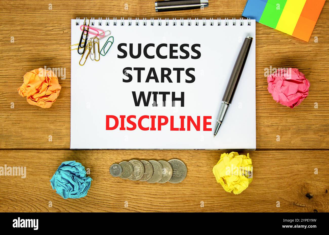 Success starts with discipline symbol. Concept words Success starts ...