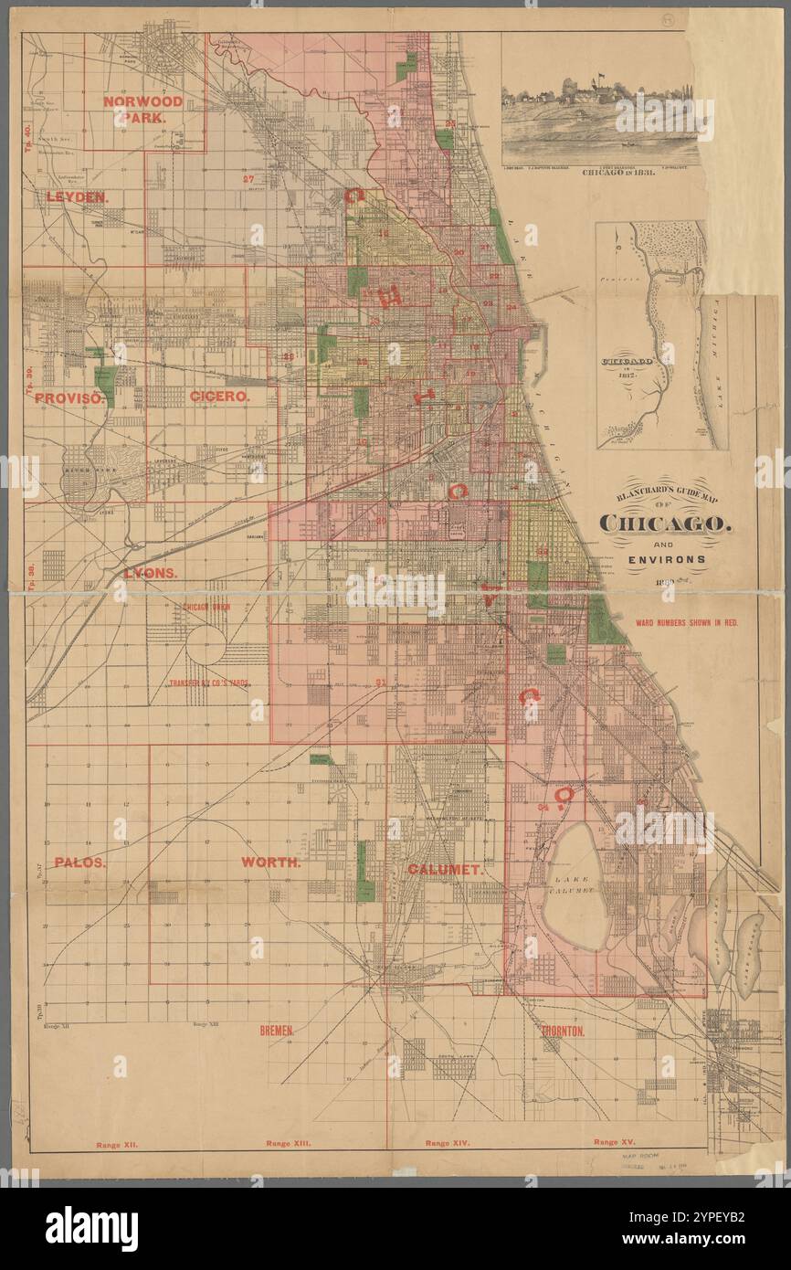 Blanchard's guide map of Chicago and environs 1889 by Blanchard, Rufus ...