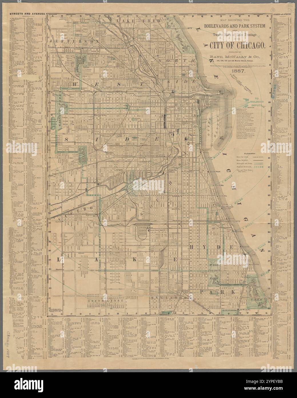 Map showing the boulevards and park system and twelve miles of lake ...