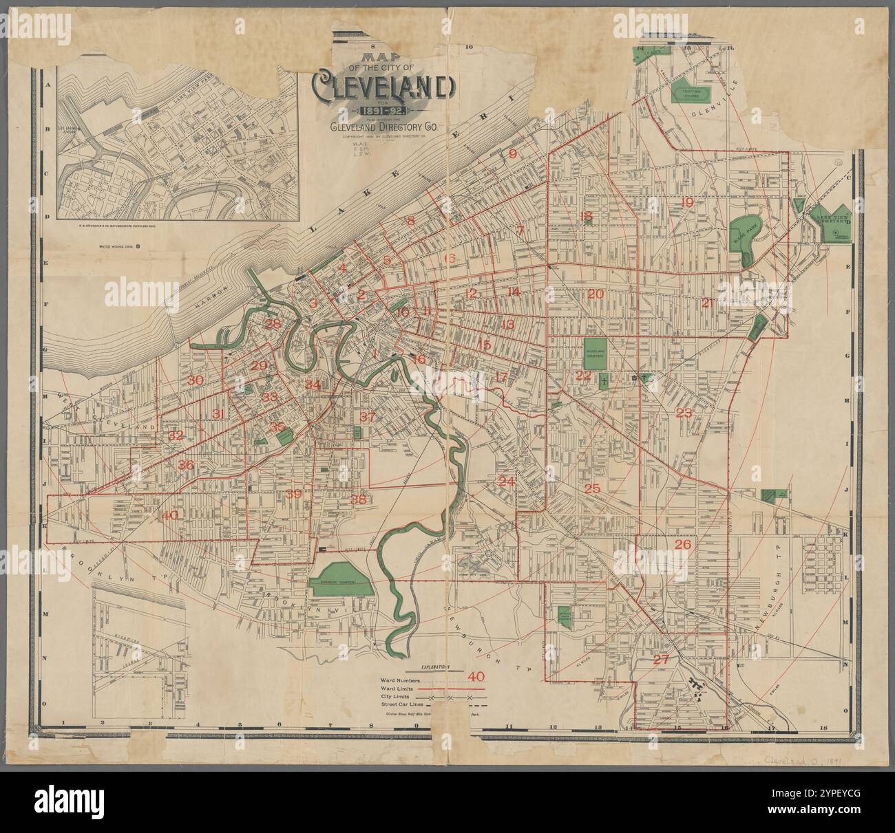 Map of the city of Cleveland for 1891-92 1891 by Cleveland Directory Co ...