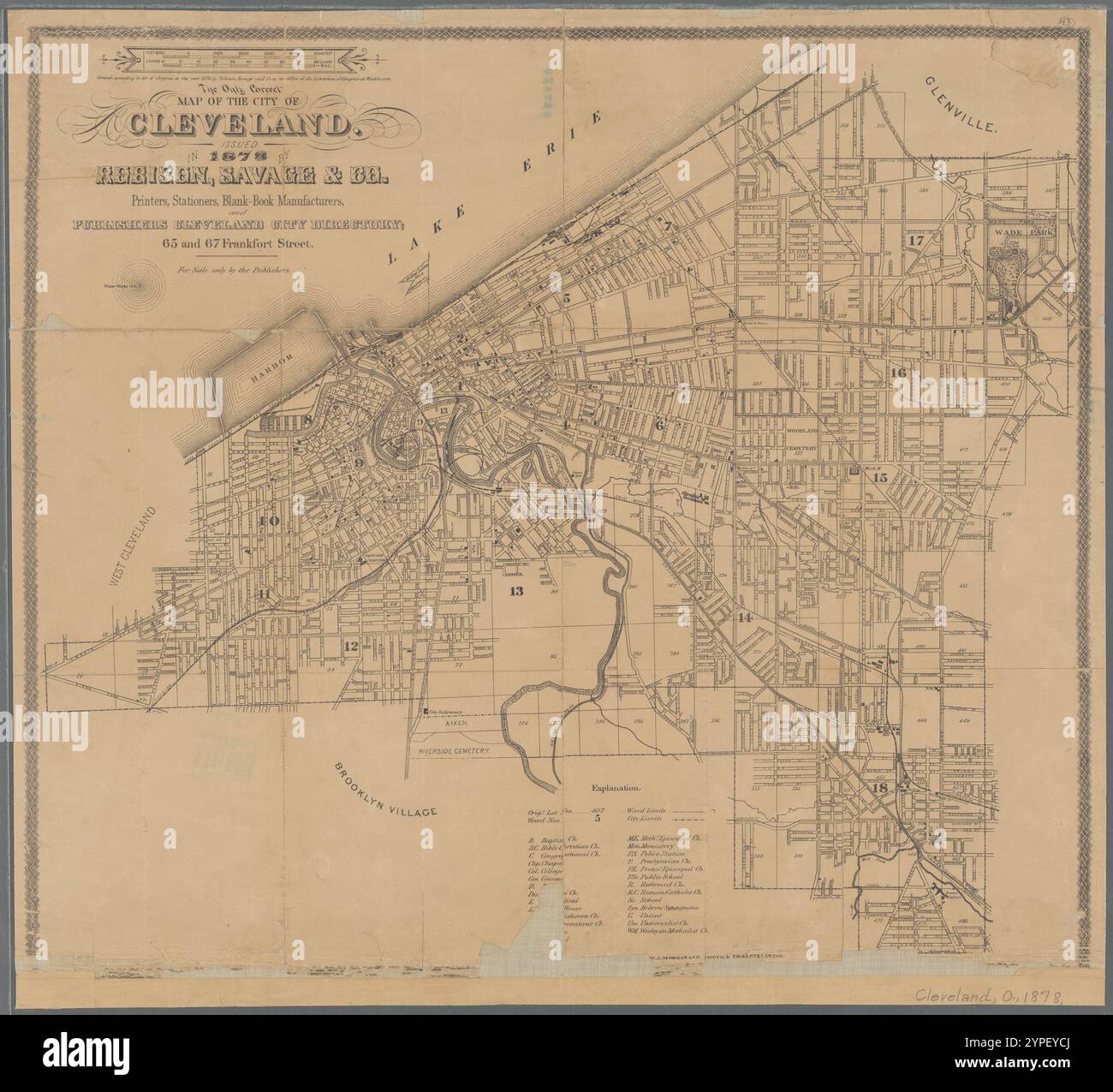 The only correct map of the city of Cleveland 1878 by Robison, Savage ...