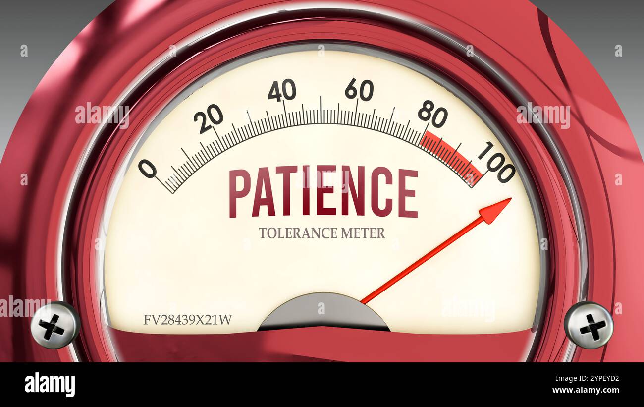 Patience and tolerance meter that is hitting a full scale hi-res stock photography and images ...
