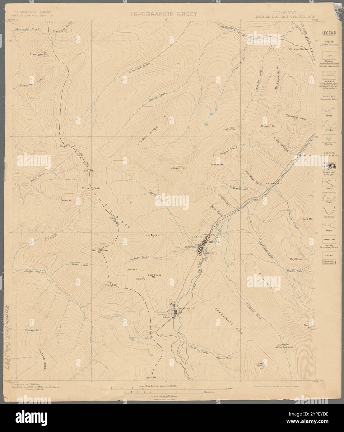 Colorado, Tenmile District special map 1897 by Walcott, Charles D ... Colorado, Tenmile District special map 1897 by Walcott, Charles D ...