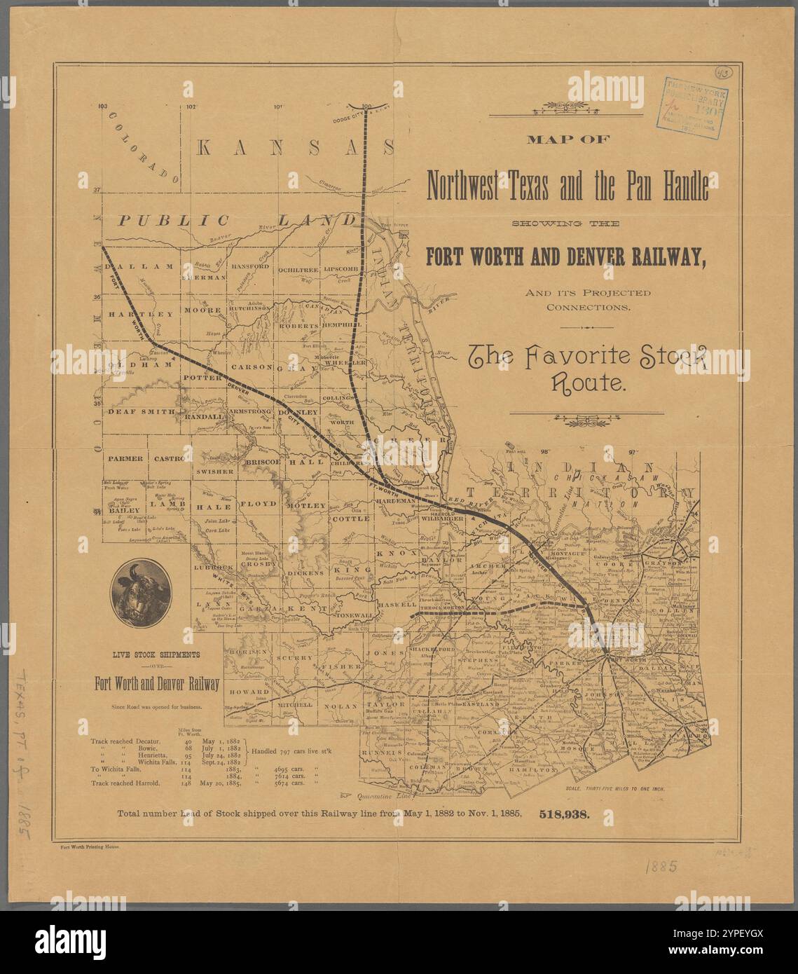 Map of northwest Texas and the pan handle [sic] showing the Fort Worth ...