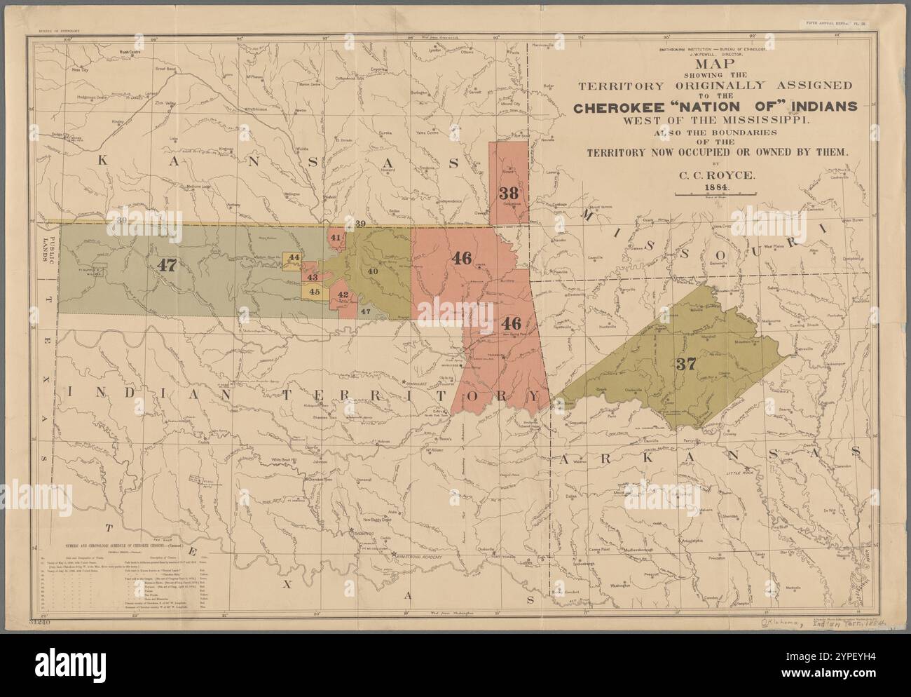 Map showing the territory originally assigned to the Cherokee "Nation ...