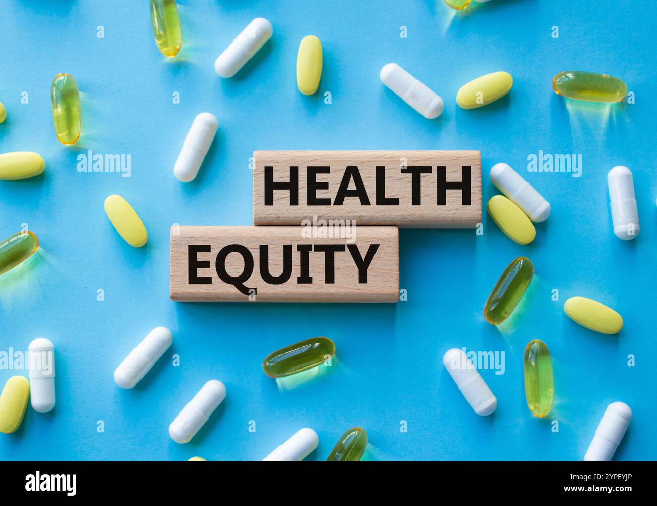 Health Equity symbol. Wooden blocks with words Health Equity. Beautiful ...