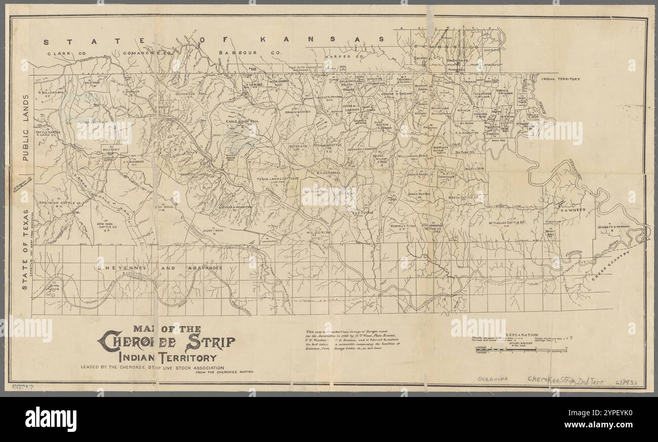 Map of the Cherokee strip, Indian Territory : leased by the Cherokee ...