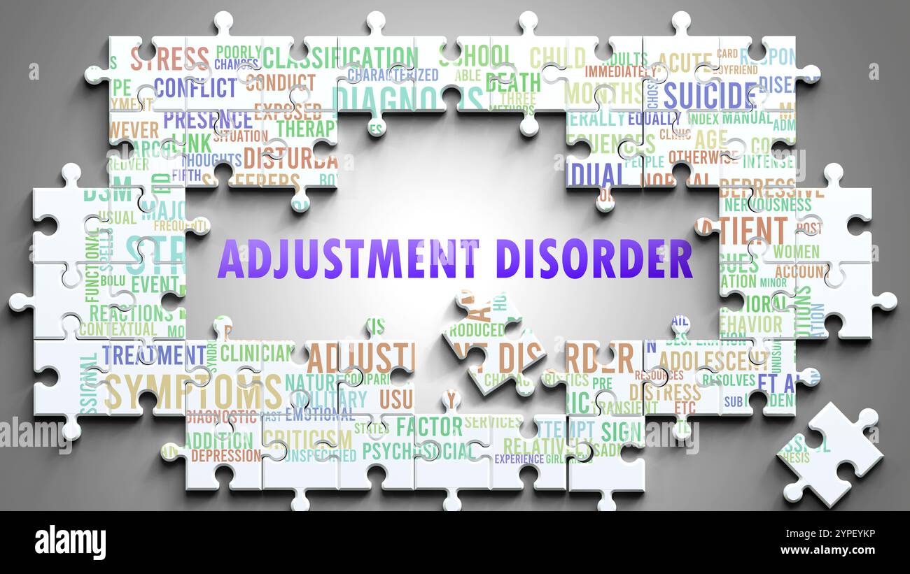 Adjustment Disorder being a complex subject, related to other important topics Stock Photo - Alamy