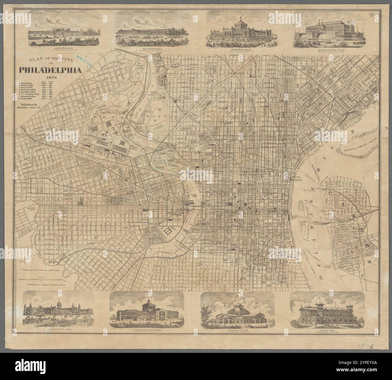 Plan of the city of Philadelphia, 1876 1876 by Mitchell, S. Augustus ...