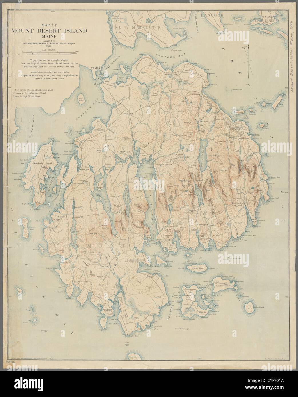 Mount desert island map hi-res stock photography and images - Alamy