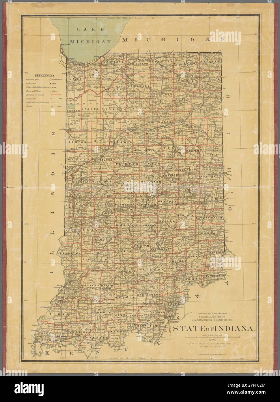 Indiana state maps hi-res stock photography and images - Alamy