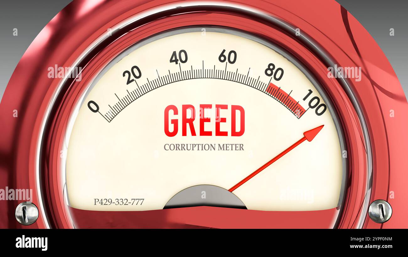 Greed and Corruption Meter that is hitting a full scale, showing a very ...