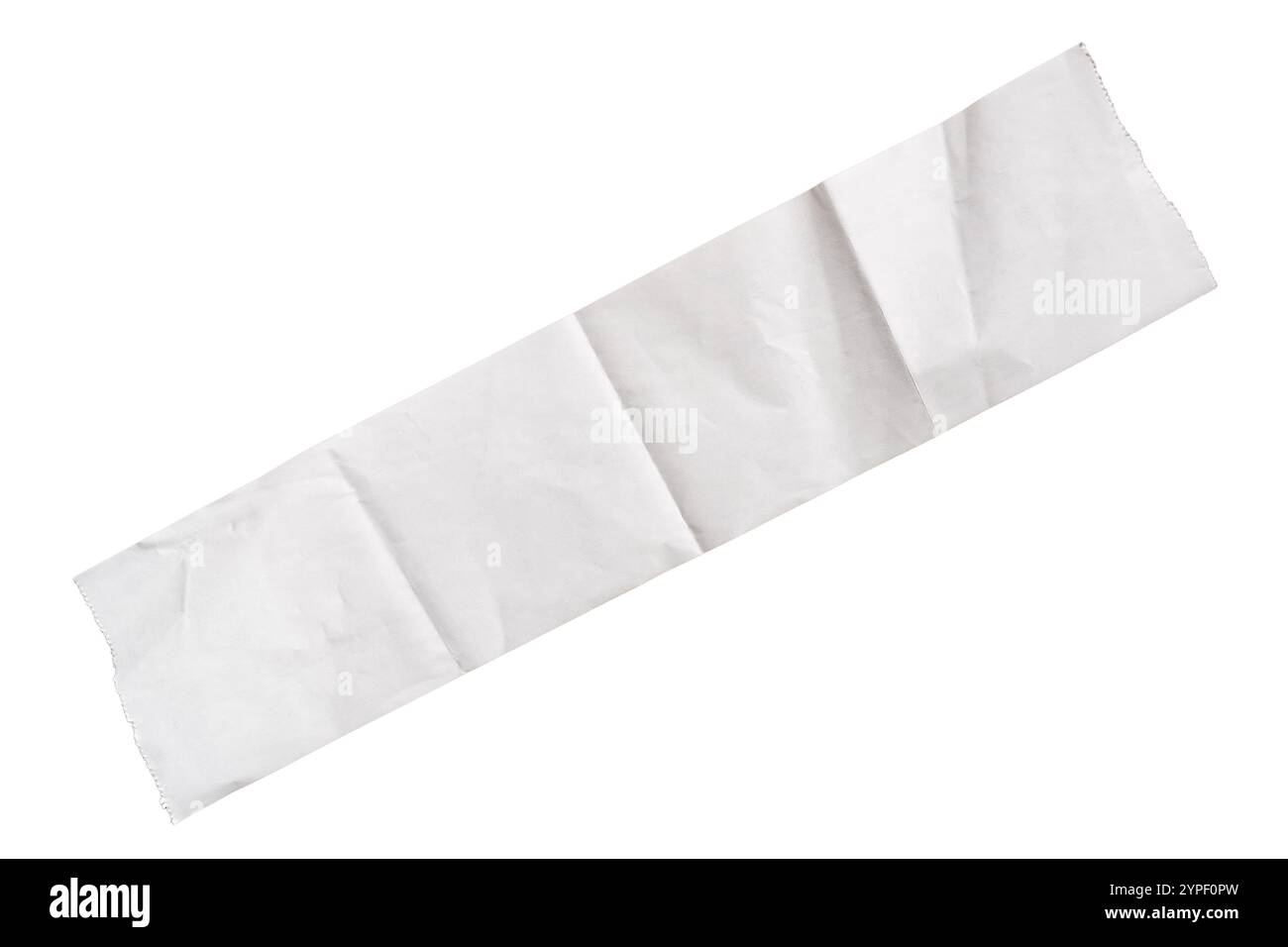 Crumpled long receipt paper on white background with clipping path ...