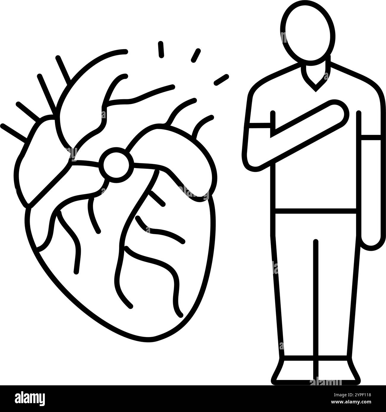 heart man disease line icon vector illustration Stock Vector Image ...