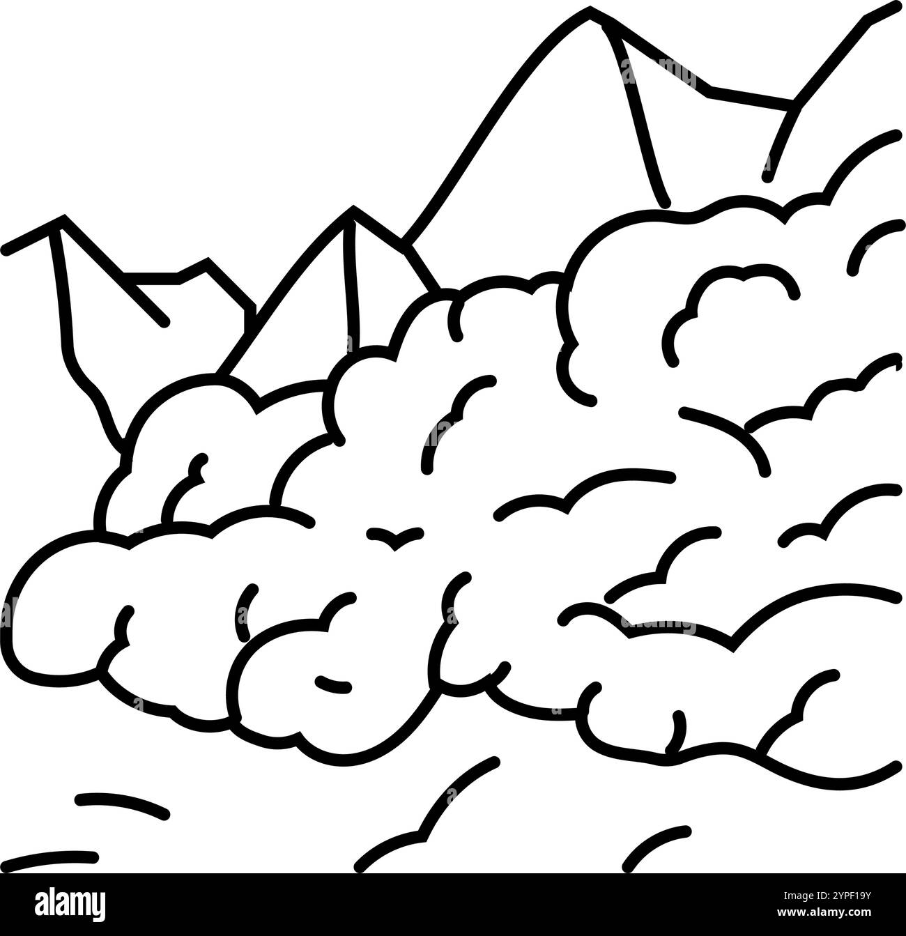 avalanche weather natural phenomena line icon vector illustration Stock ...