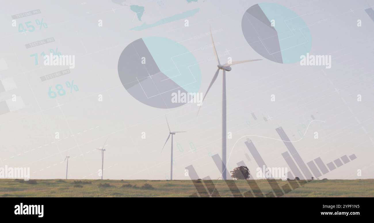 Wind Turbines In Field With Data Charts And Graphs Image Renewable Energy Sustainability Wind