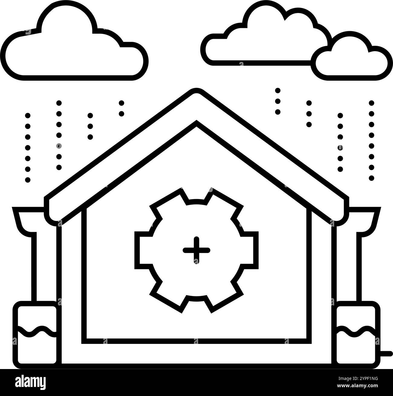rainwater harvesting water saving line icon vector illustration Stock ...