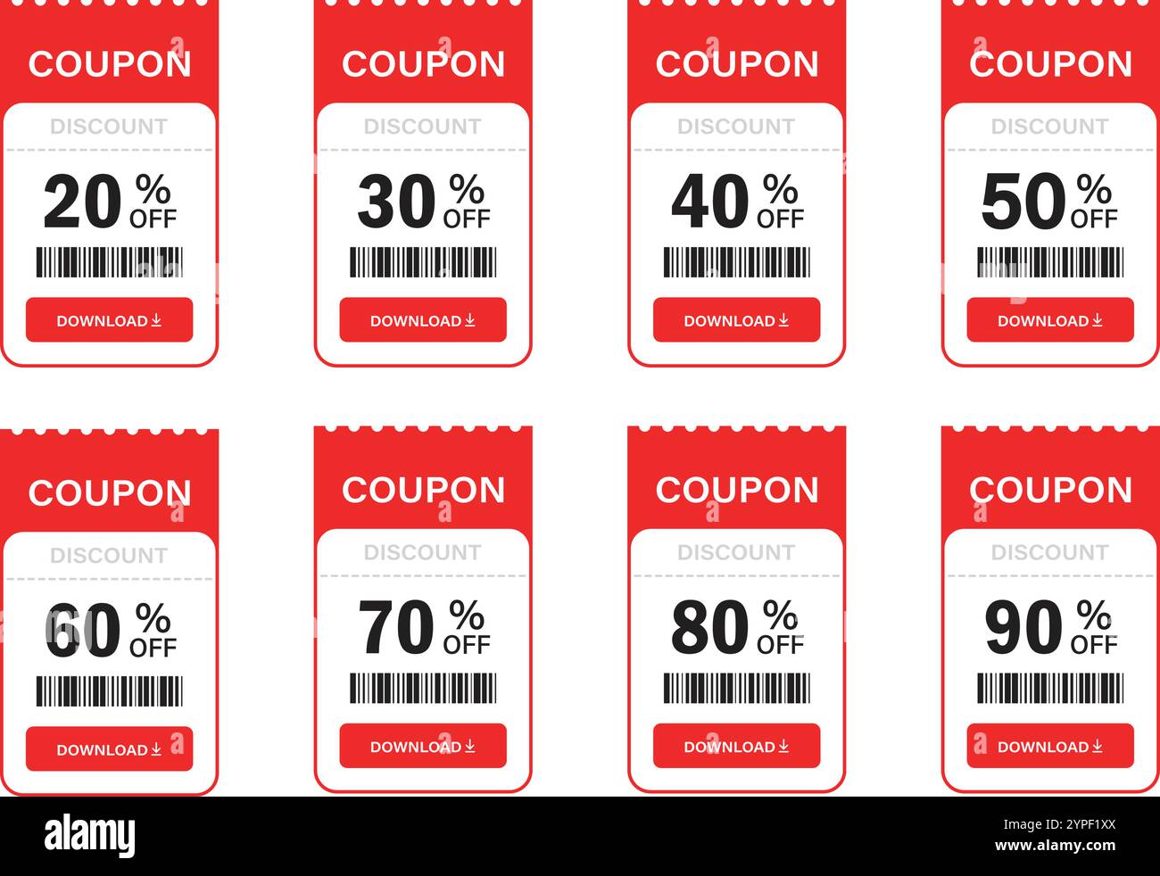 Gift voucher icon set in flat style. Discount vector illustration on ...