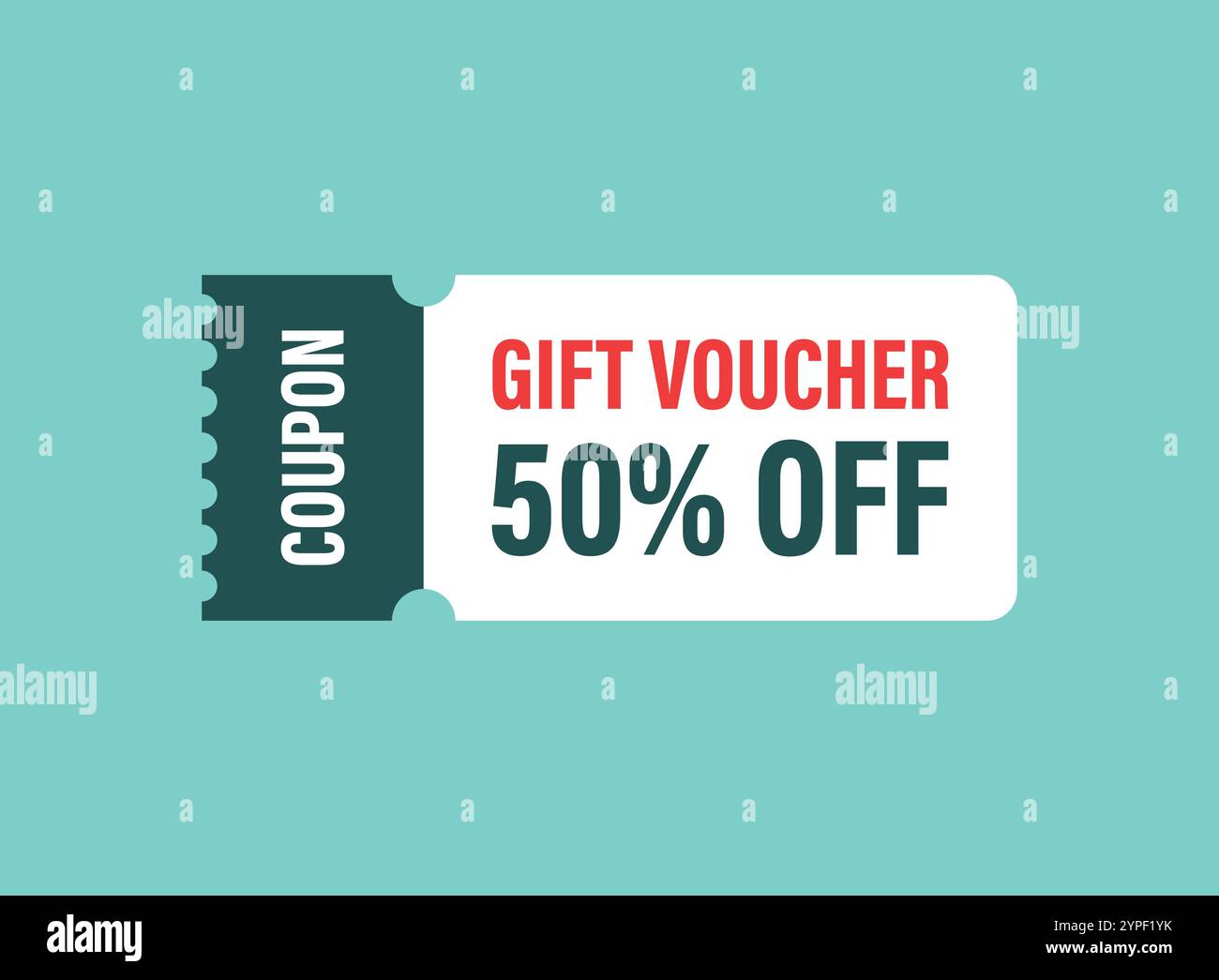 Gift voucher icon in flat style. 50% discount vector illustration on ...