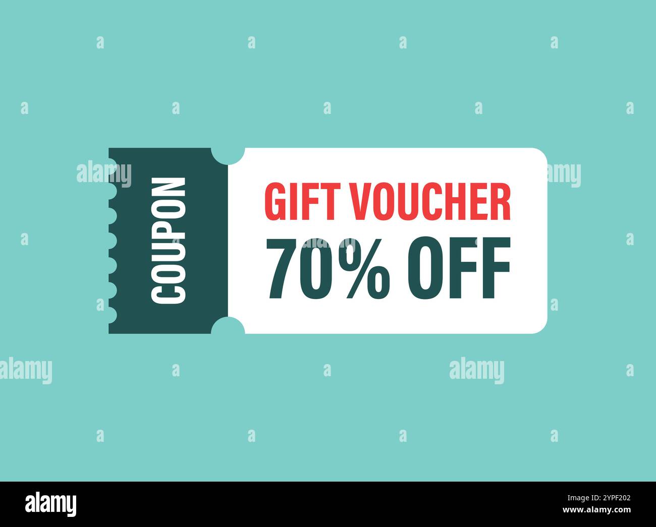 Gift voucher icon in flat style. 70% discount vector illustration on ...