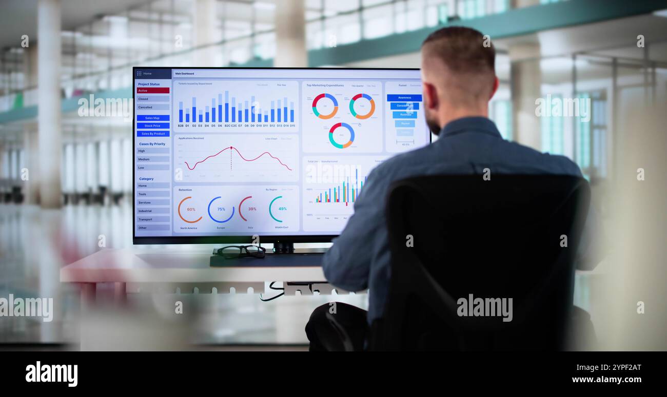 Data Analyst Using Data Analytics KPI Dashboard Stock Photo - Alamy
