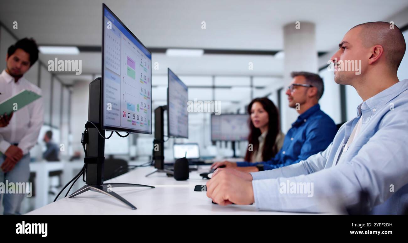 Calendar Schedule Planning Using Gantt Chart On Computer Stock Photo ...