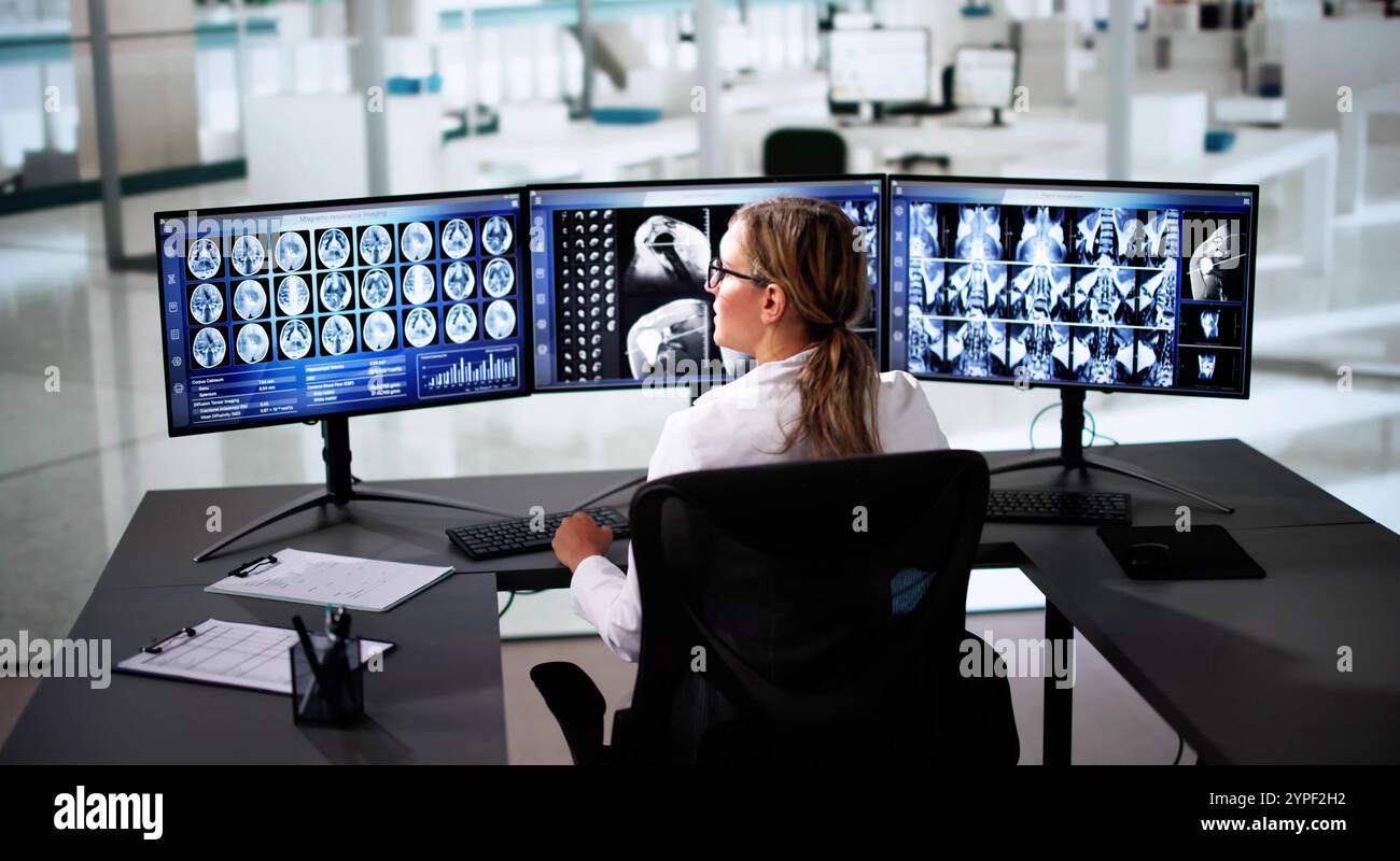 Doctors In Clinic Looking At Brain MRI Scan. Neurology Diagnosis Stock ...