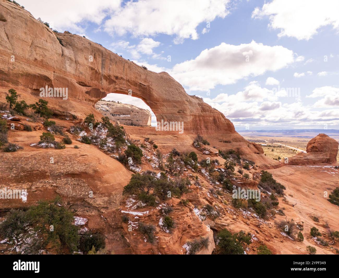 Arch formation, Wilson Arch, in Utah, near highway 191, early winter ...