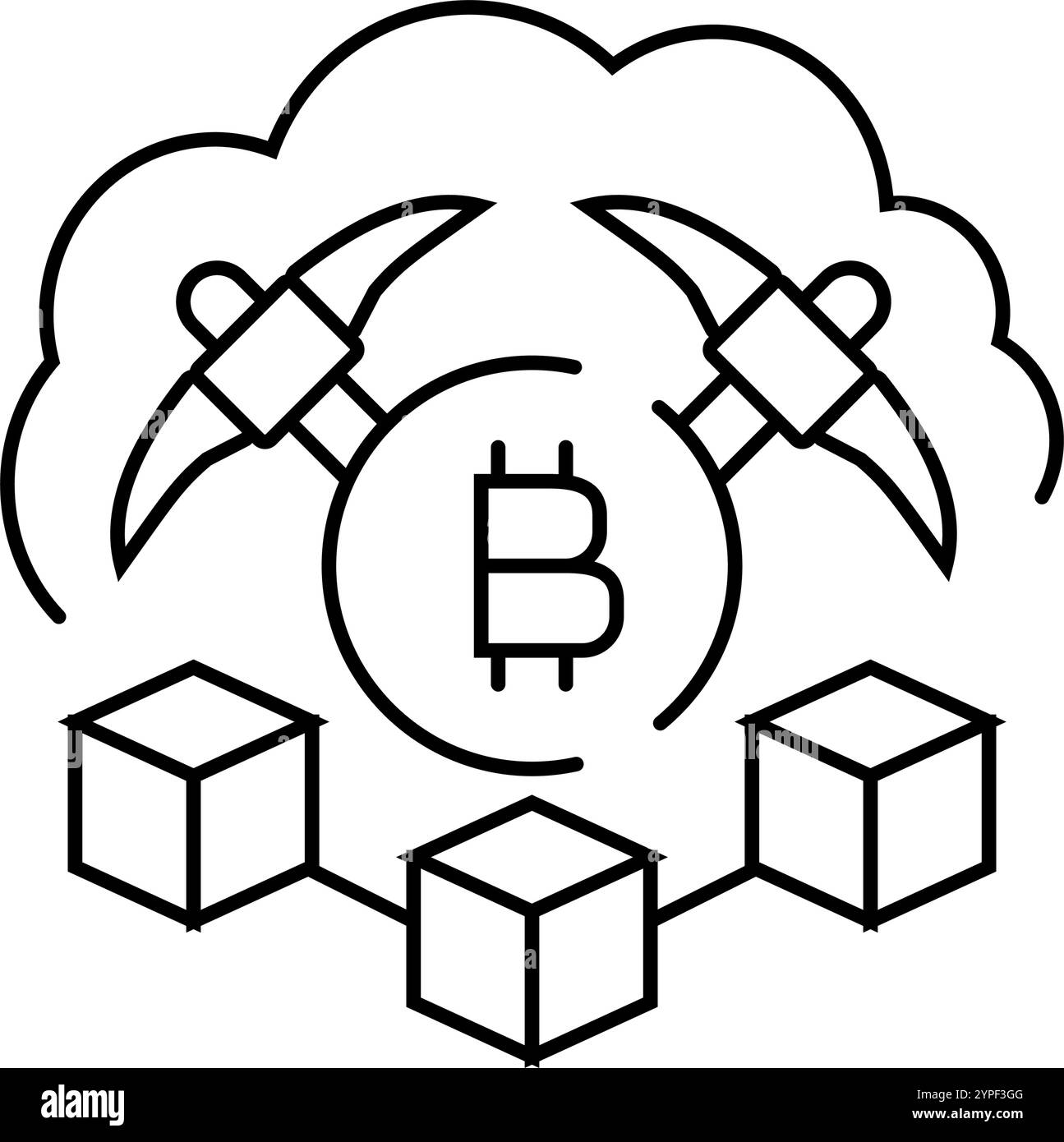 cloud cryptocurrency mining line icon vector illustration Stock Vector ...