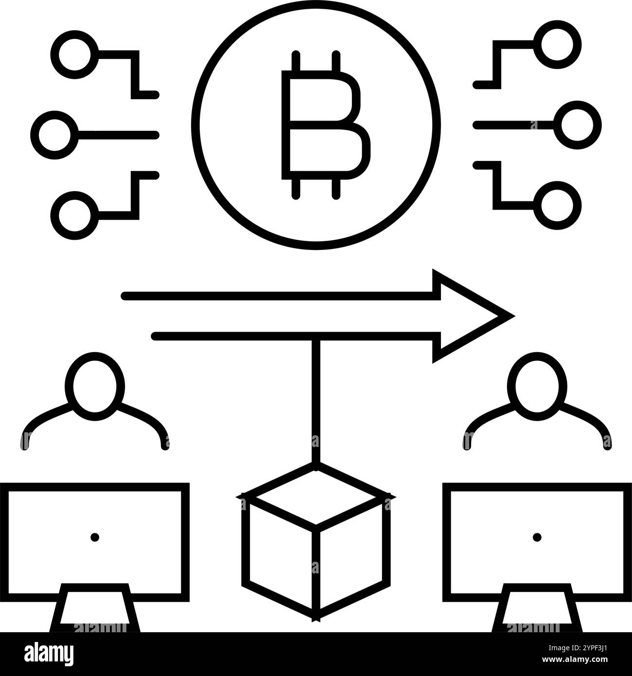 blockchain transaction cryptocurrency mining line icon vector ...