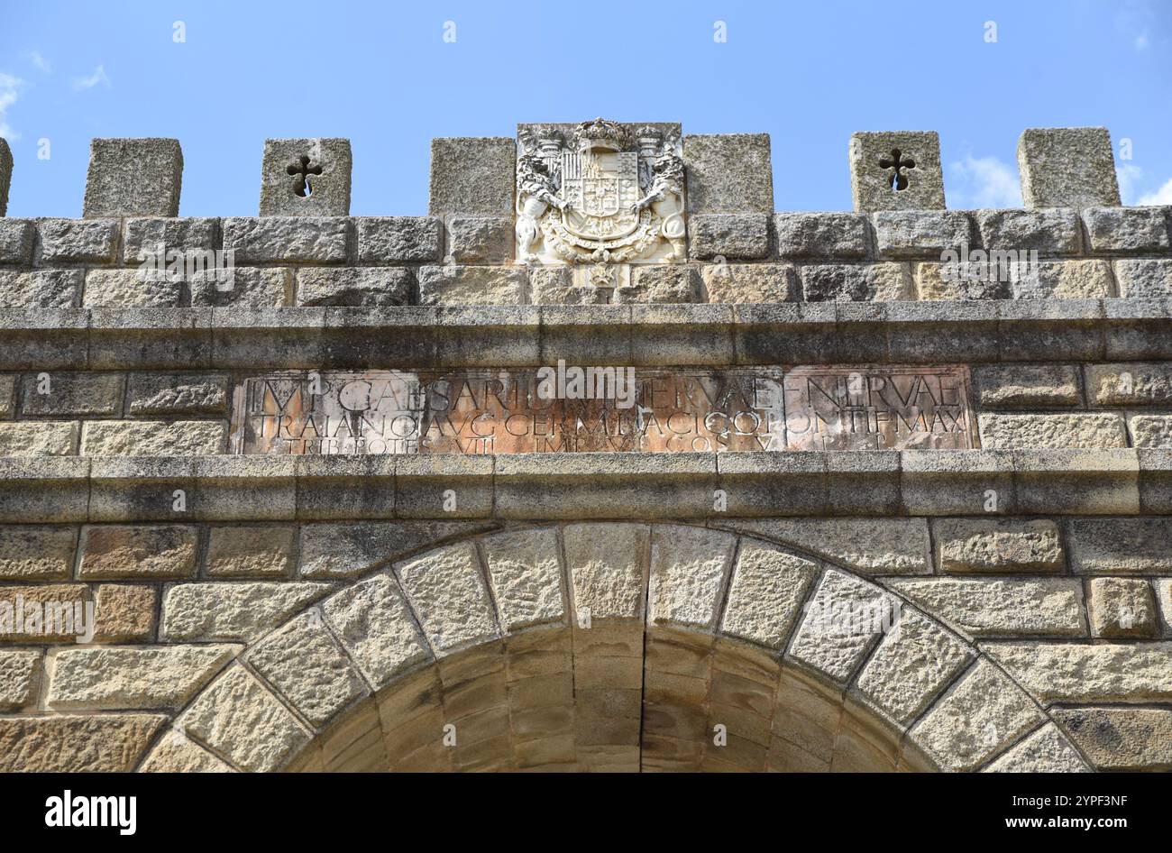 The Alcántara Bridge at Alcántara, in Extremadura, Spain Stock Photo ...