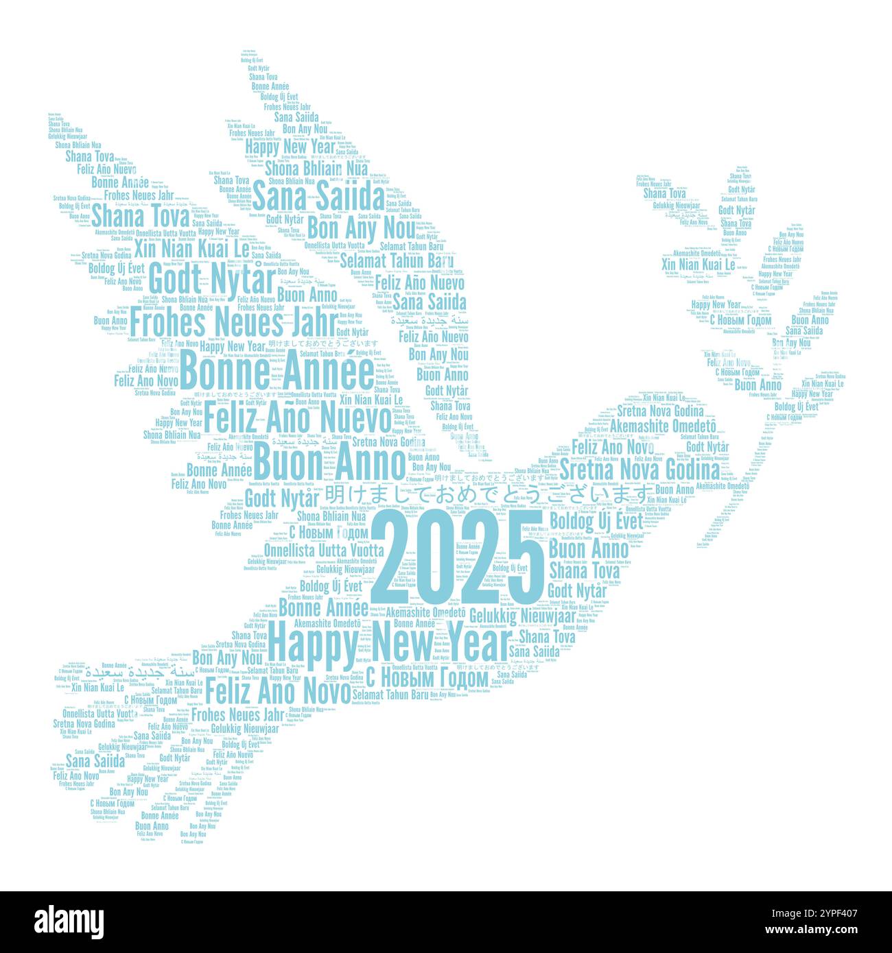Happy New Year 2025 word cloud in different languages Stock Photo - Alamy