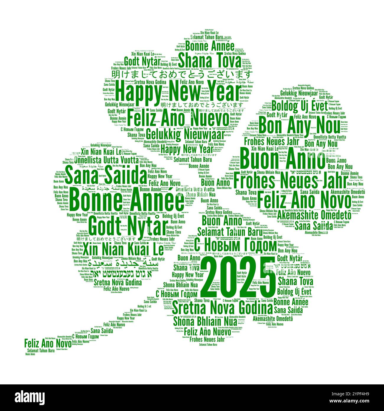 Happy New Year 2025 word cloud in different languages Stock Photo - Alamy