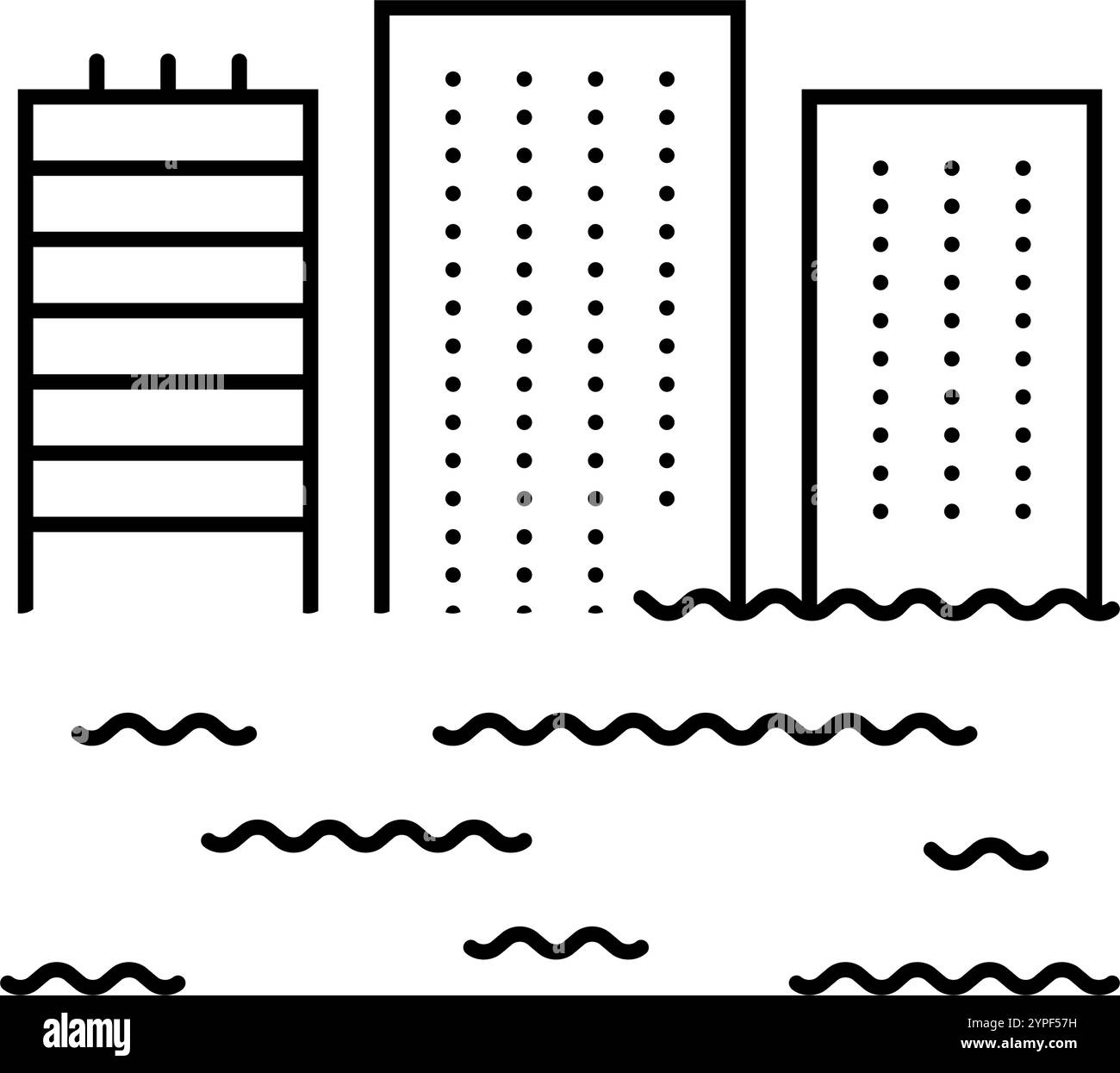 flooded building disaster line icon vector illustration Stock Vector ...