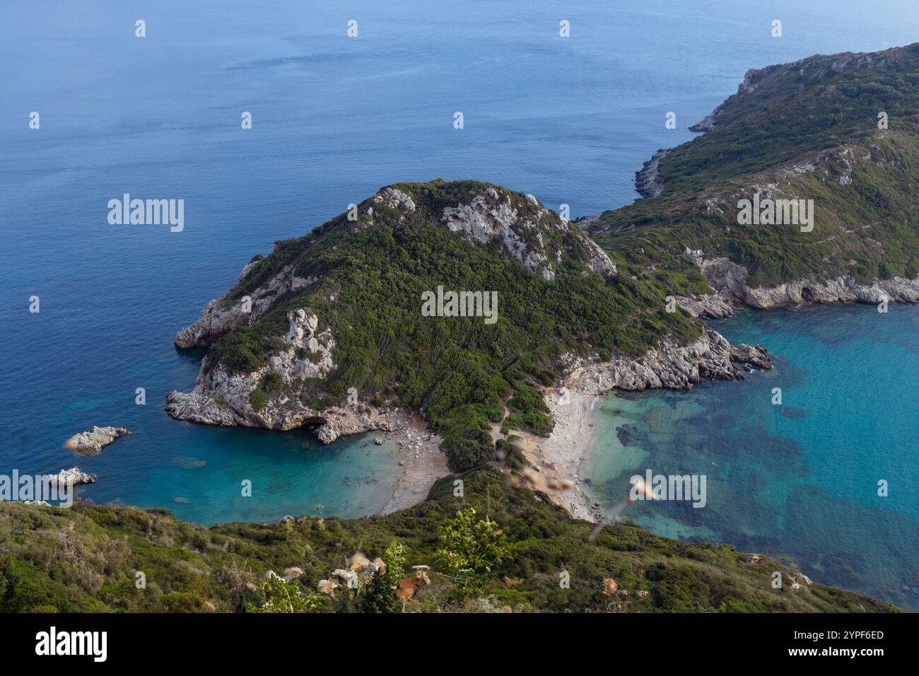 Panorama of Porto Timoni beach at Greek island Corfu Stock Photo - Alamy