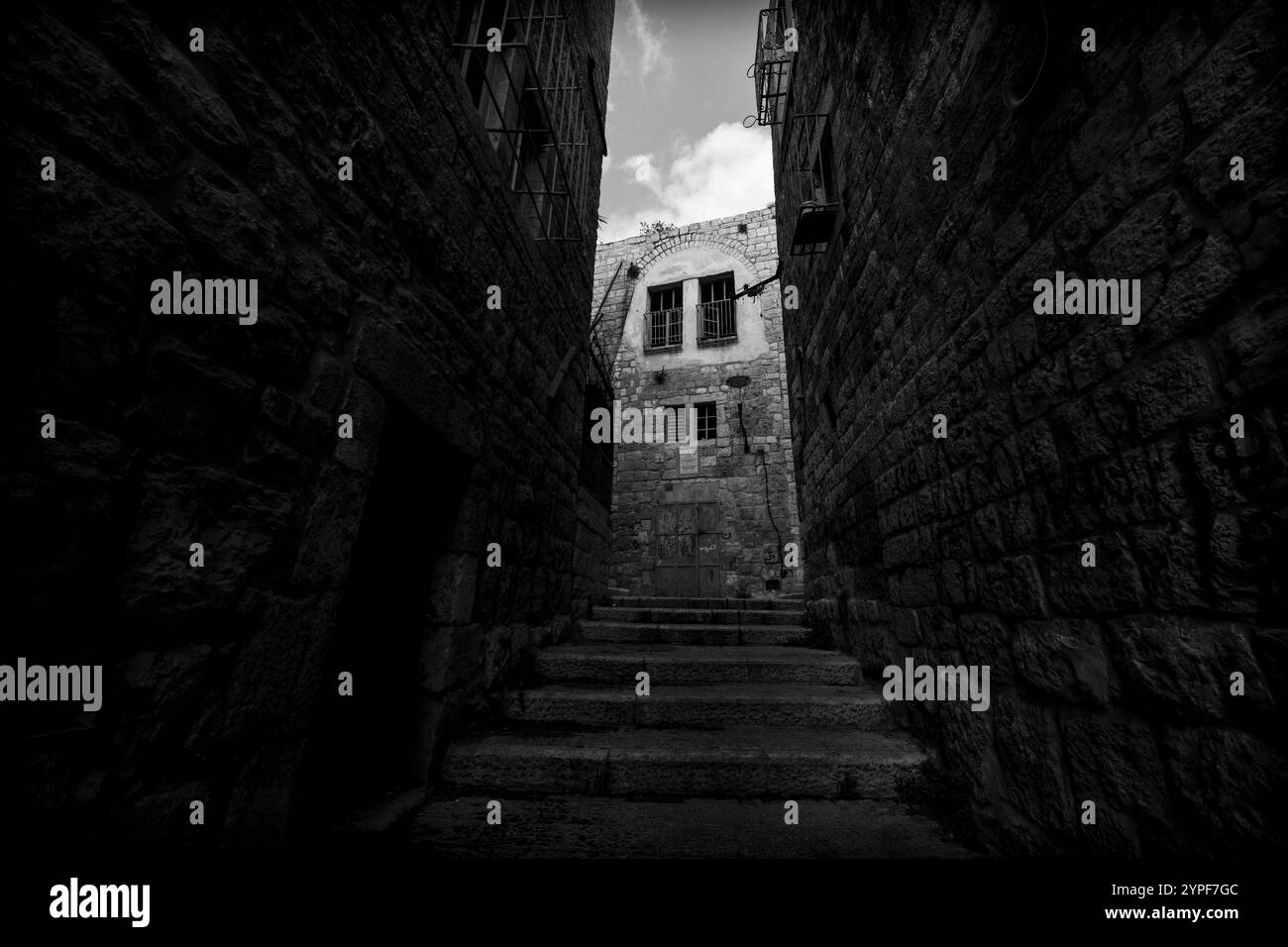 Black and white old building, Bethlehem Old City, vintage charm ...