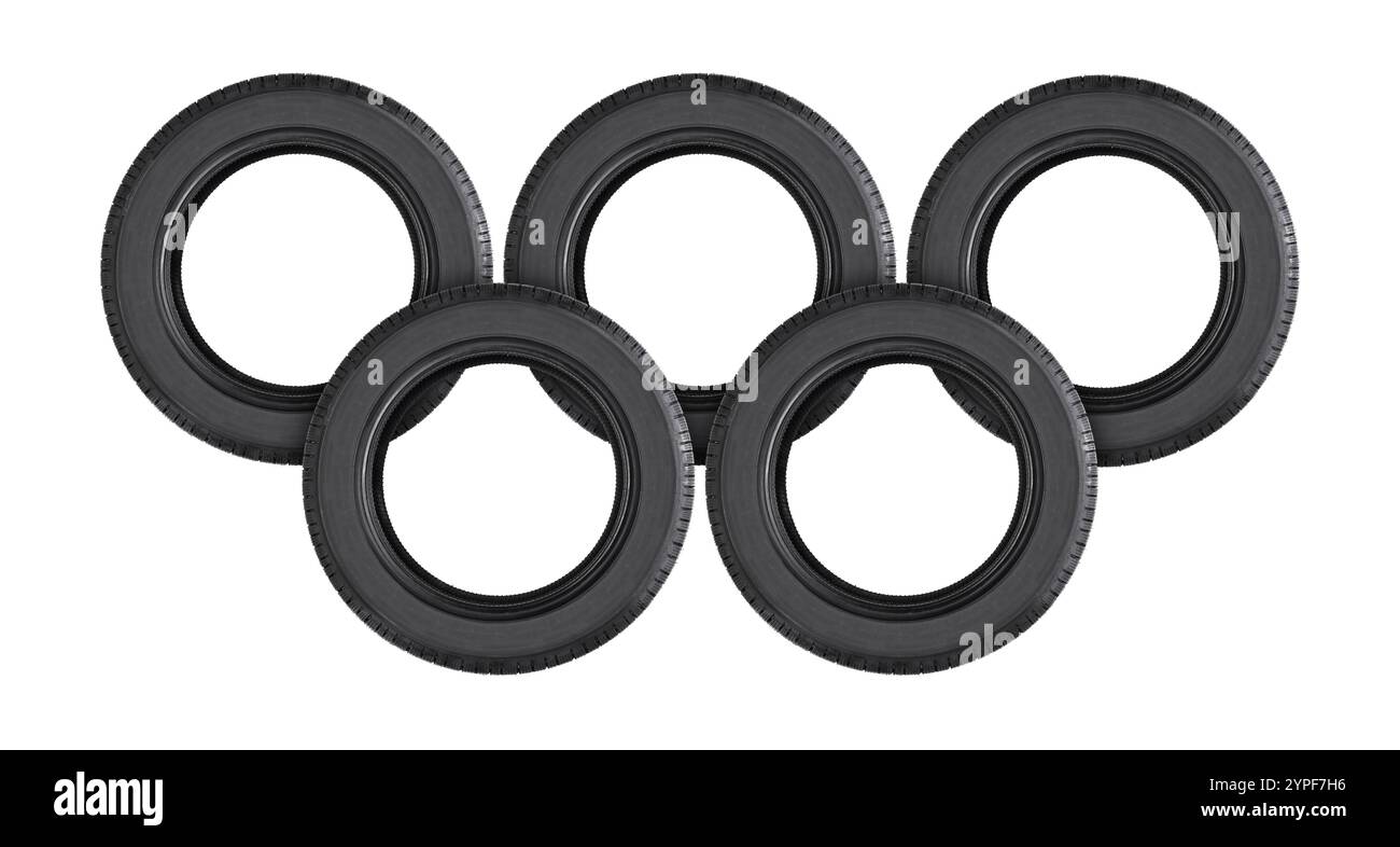 Car Parts - Front view five new winter tires for a car in the form of ...