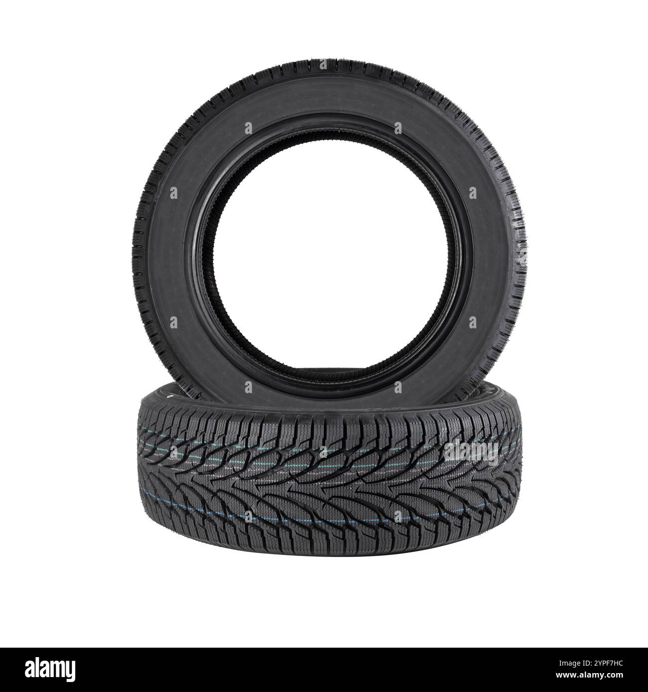 Car Parts - Front view two new winter tires for a car isolated white ...