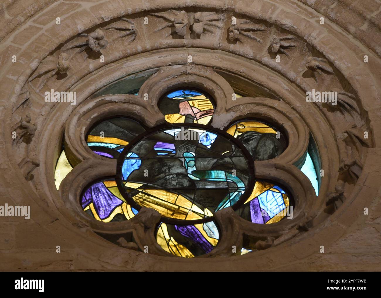 Stained glass windows in Cuenca Cathedral (Spain Stock Photo - Alamy