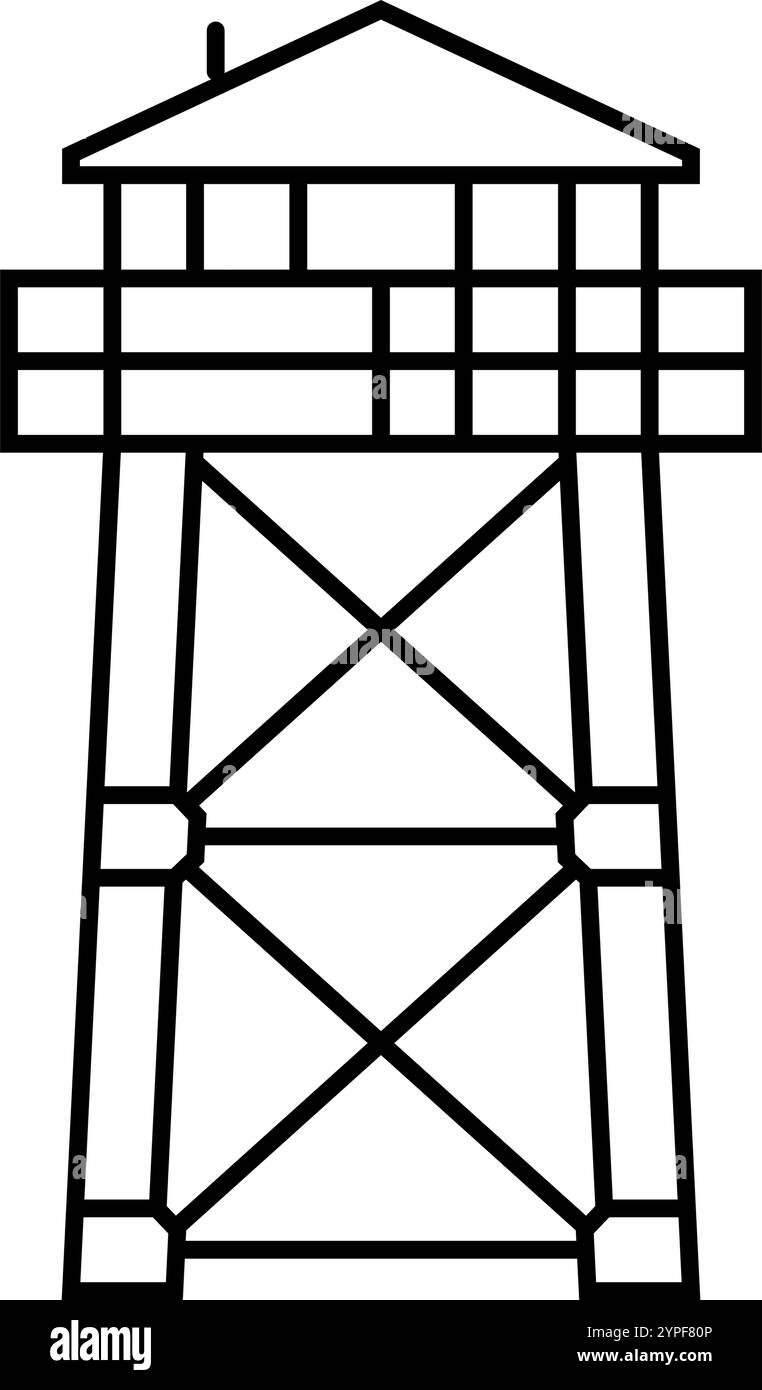 firewatch tower wildfire disaster line icon vector illustration Stock ...