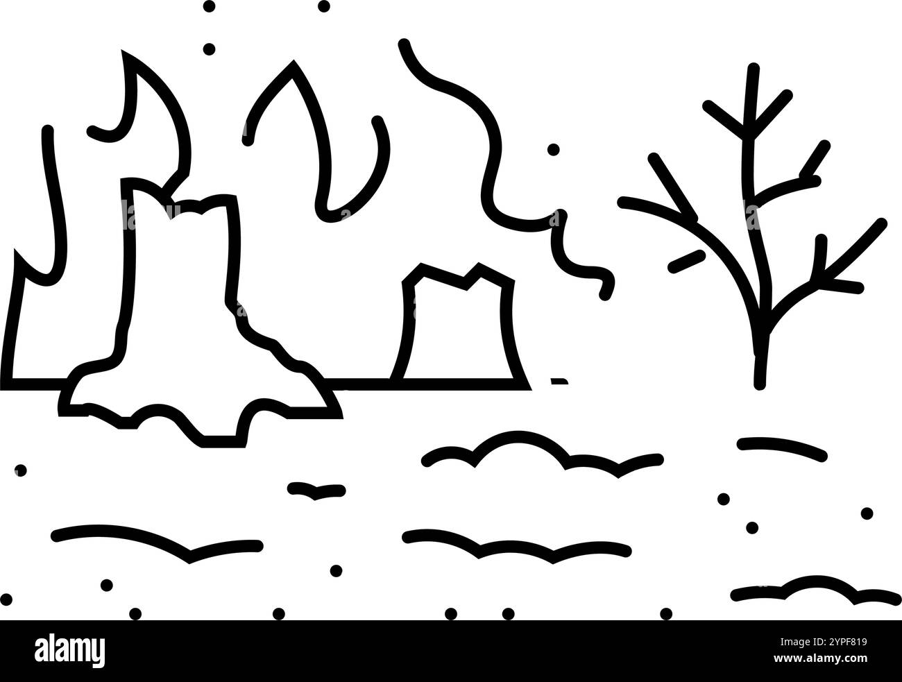 scorched earth wildfire disaster line icon vector illustration Stock ...
