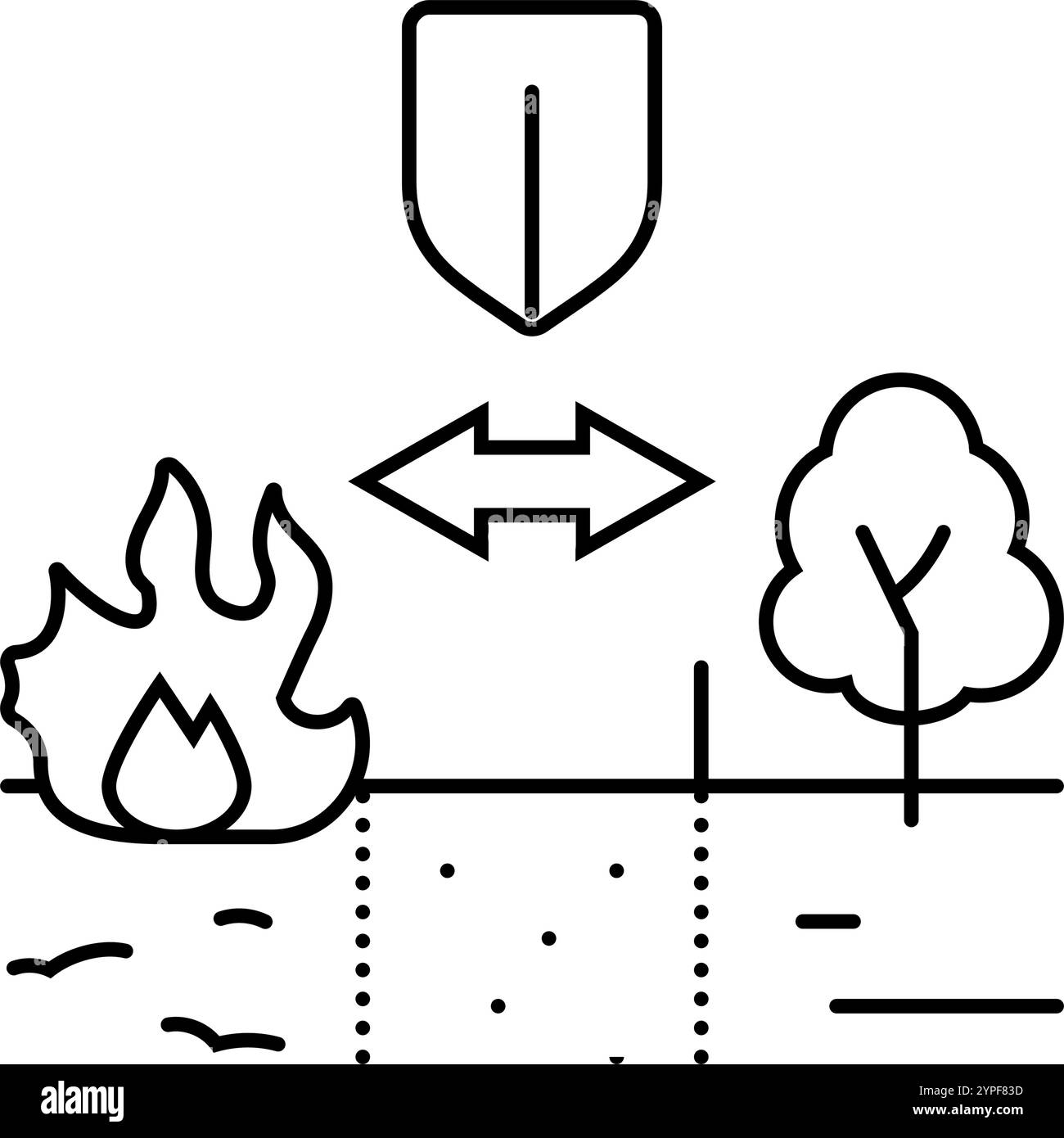 firebreak line wildfire disaster line icon vector illustration Stock ...