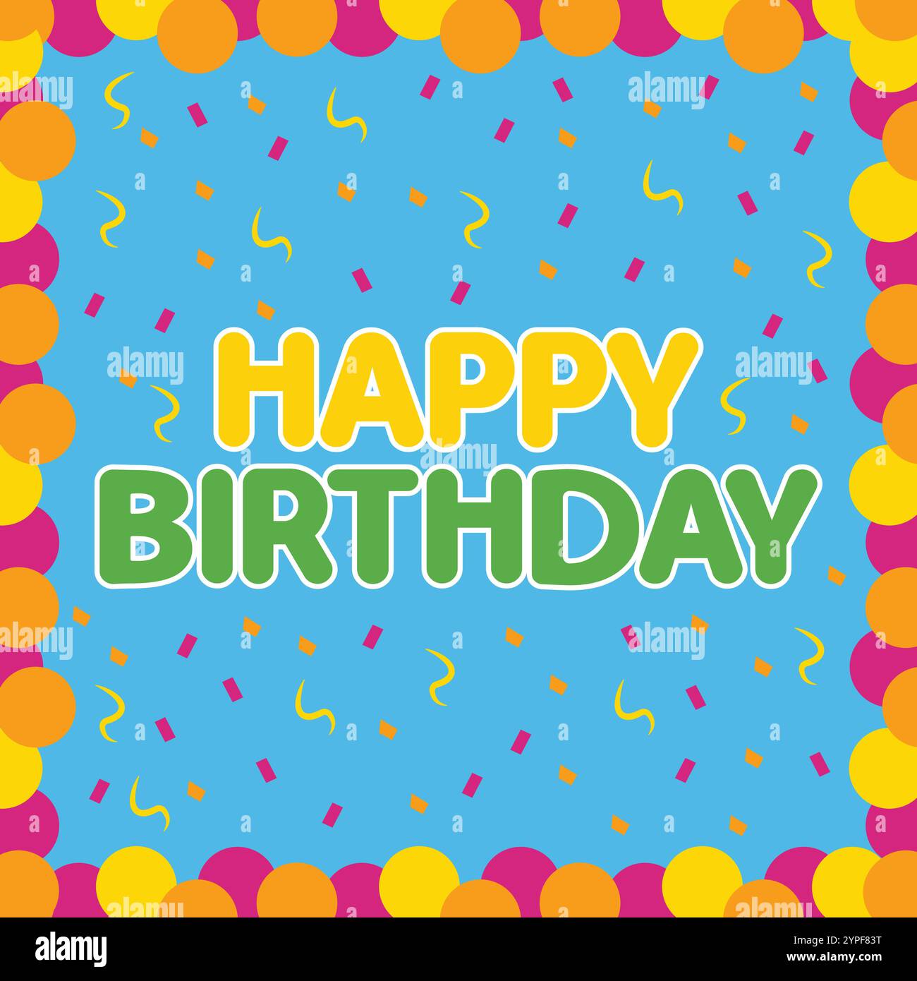 Happy birthday vector design with balloons, confetti, and bold greeting ...
