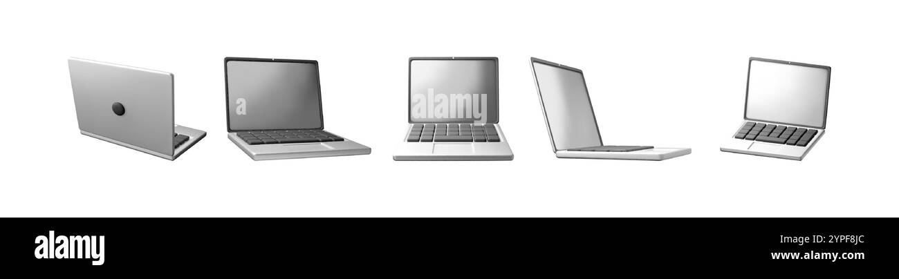 3D set of cartoon laptop computer isolated Stock Vector Image & Art - Alamy