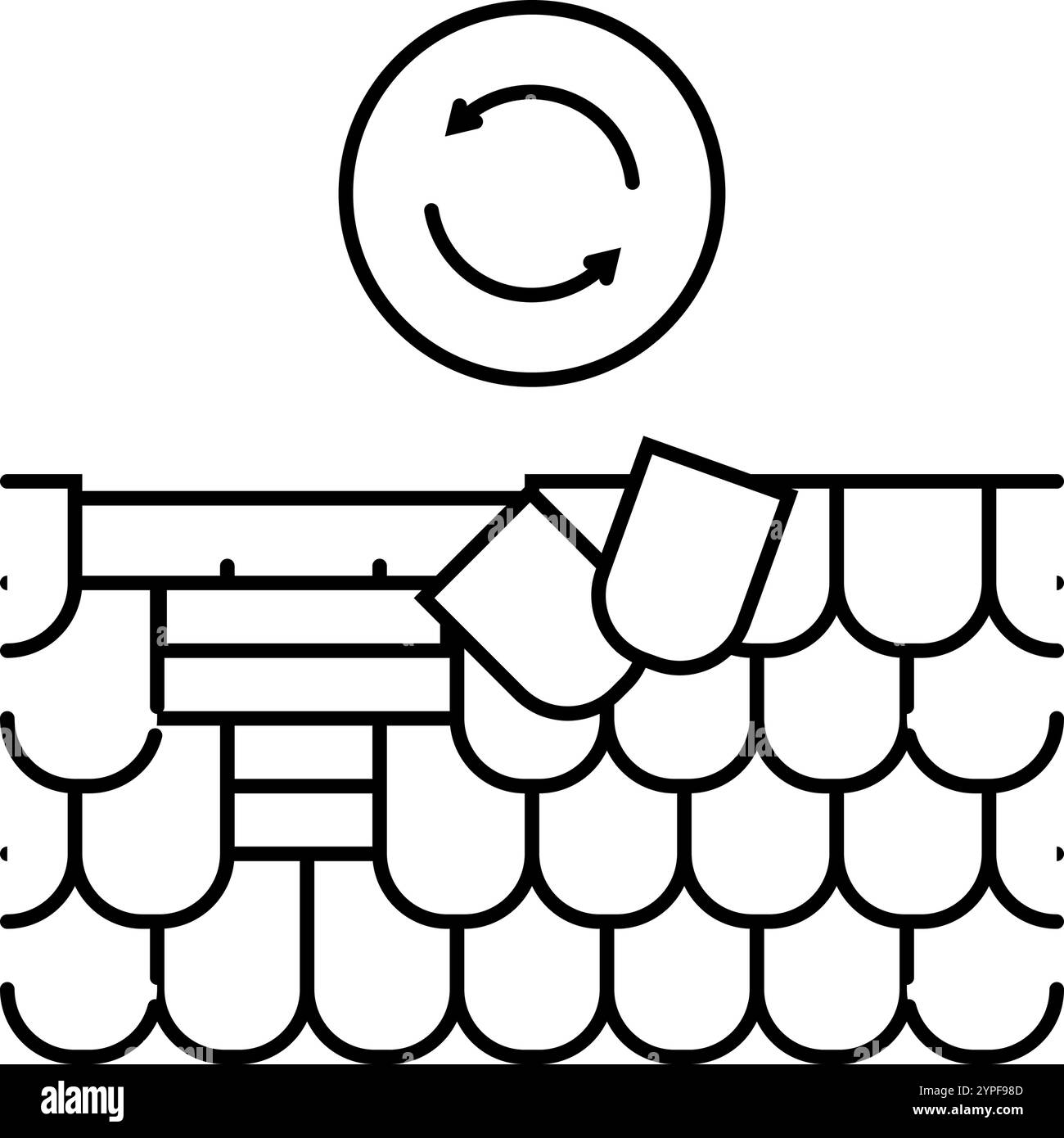 roof shingle replacement home maintenance line icon vector illustration ...