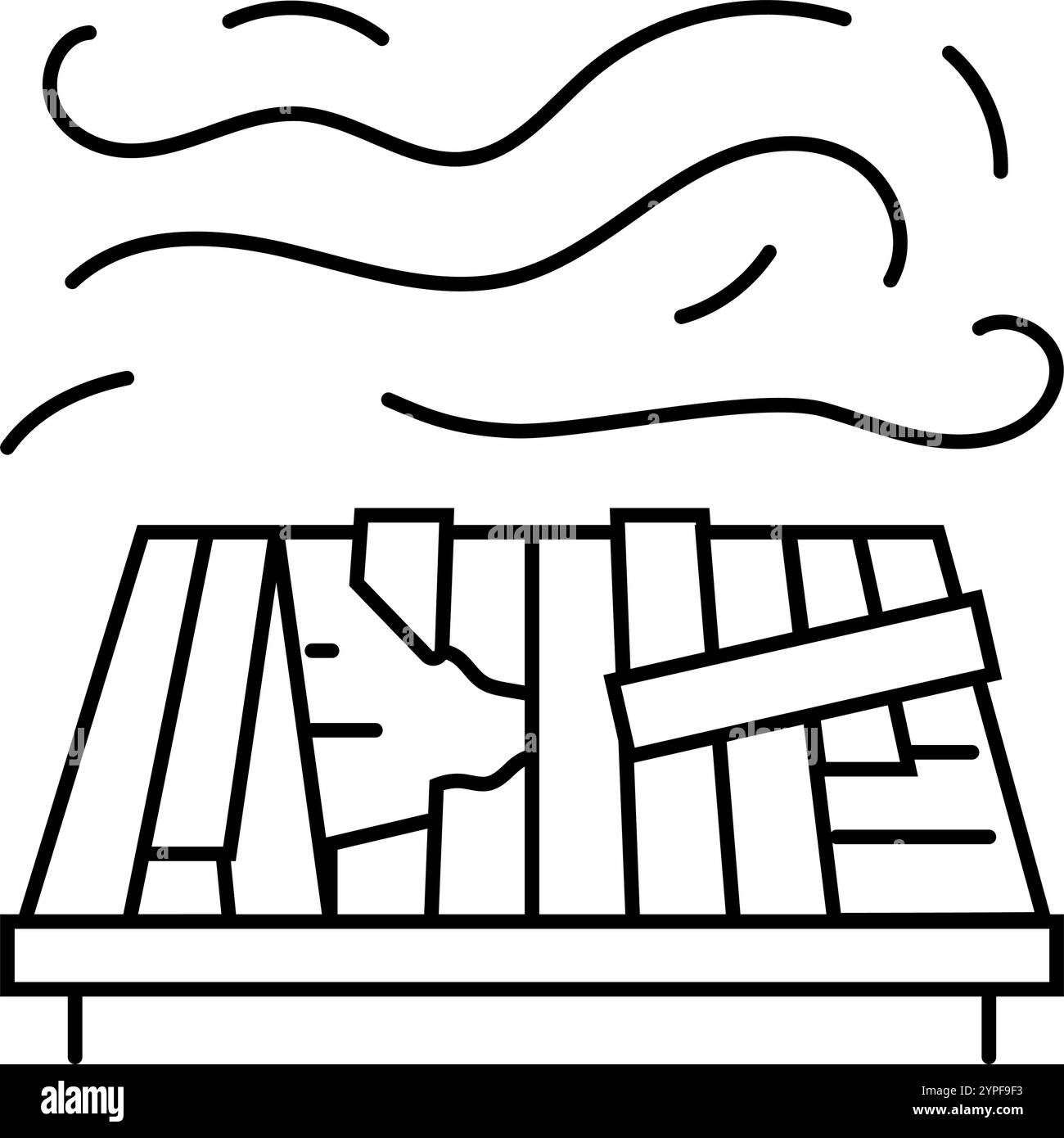 damaged roof hurricane disaster line icon vector illustration Stock ...