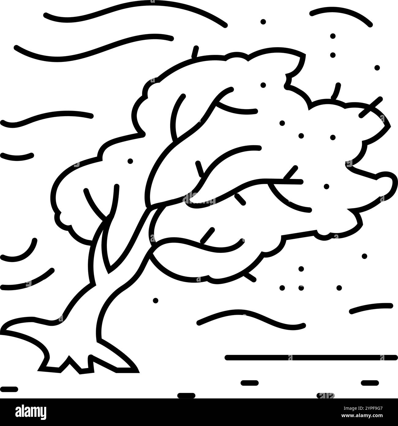 strong winds hurricane disaster line icon vector illustration Stock ...