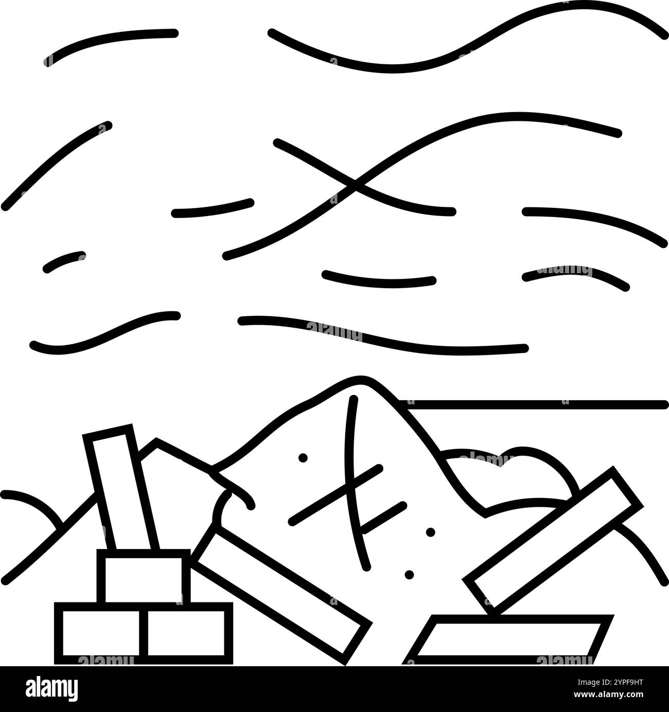 debris from hurricane hurricane disaster line icon vector illustration ...