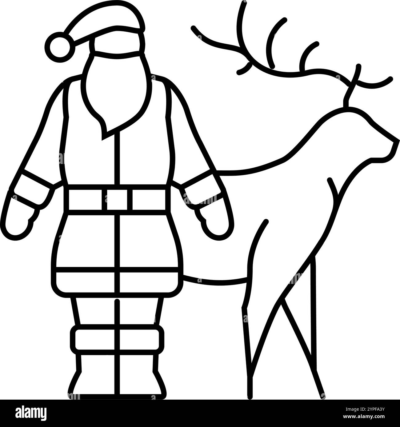 santa claus reindeer line icon vector illustration Stock Vector Image ...